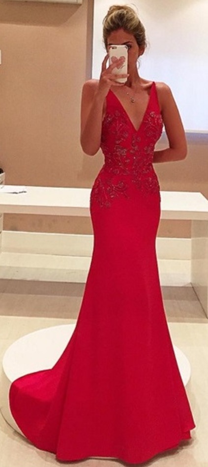 Red Prom Dresses,Charming Evening Dress,Prom Gowns,Lace Prom Dresses ...